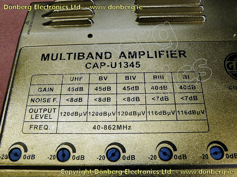 Aerial Accessory MULTIBAND AMPLIFIER 40-862MHz UHF 45DB/BV 45DB/BIV ...
